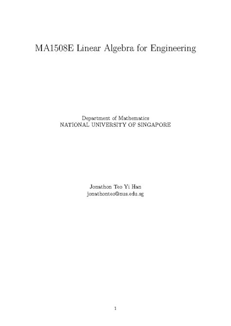 lecture notes ma1508e linear algebra for engineering department of