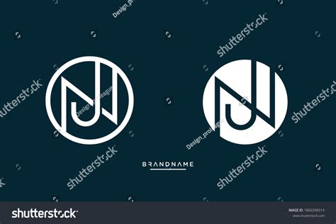 Alphabet Letters Nj Jn Logo Emblem Stock Vector Royalty Free