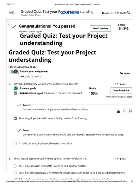 Graded Quiz Test Your Project Understanding Coursera Pdf