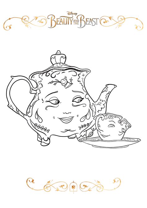 Belle Princess Naughty Chip And Potts Coloring Page