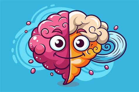 Cartoon Brain Split Down The Middle O Premium Ai Generated Vector