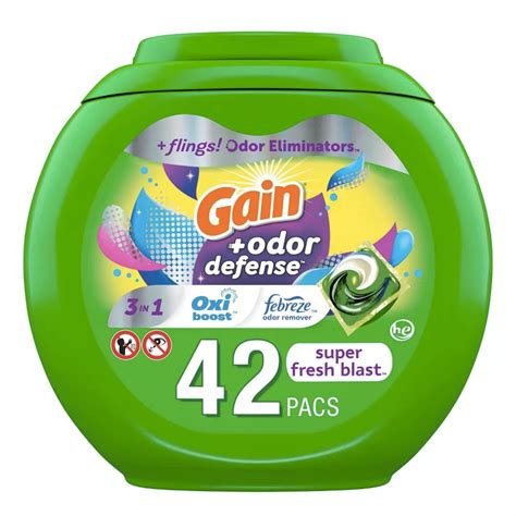 Gain Flings Laundry Detergent Pacs With Febreze Oxi And Odor Defense Super Fresh Ct