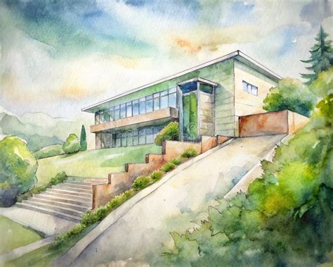 Huge Modern House On A Hill Architecture And Construction Stock