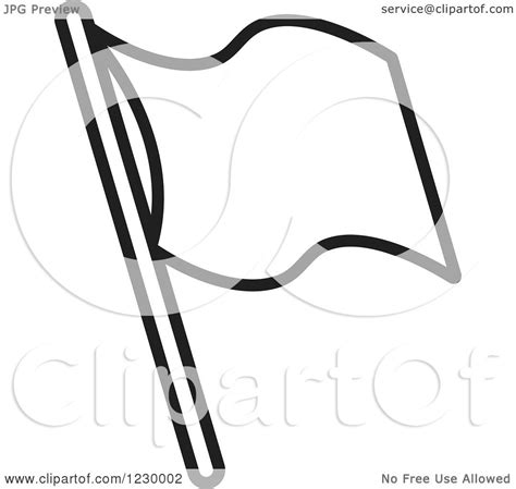 Clipart Of A Black And White Waving Flag Icon Royalty Free Vector