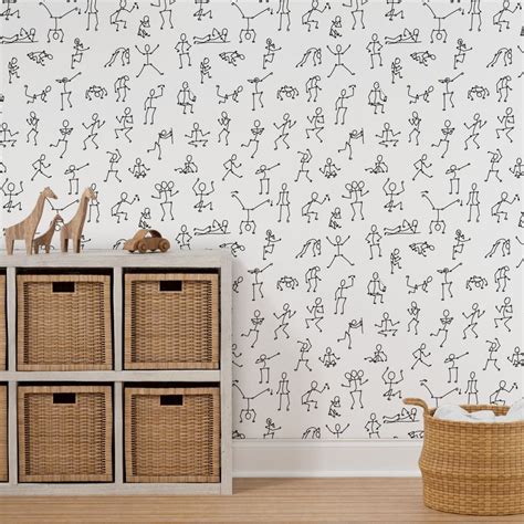 White Black Line Seamless Pattern With Wallpaper Spoonflower