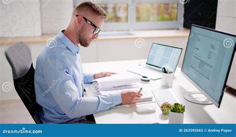 Online Electronic Invoice And Finance Audit Stock Image Image Of Finance Budget 263592665
