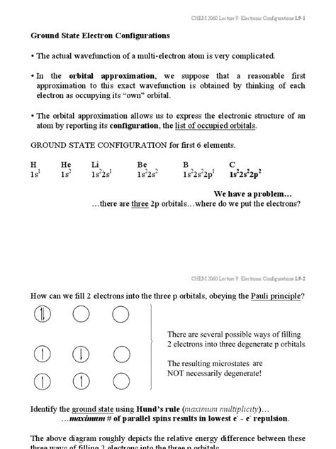 Ground State Electron Configurations Pdf Atomic Orbital Electron