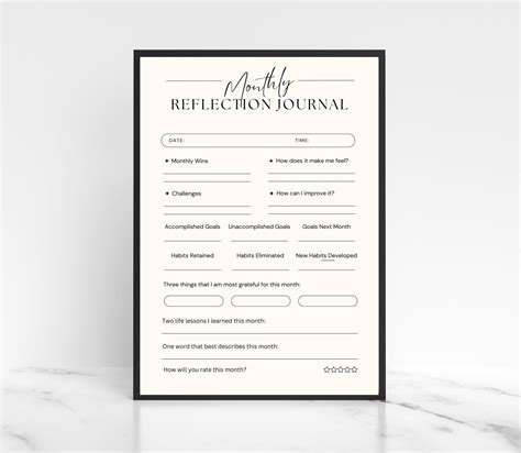Monthly Reflection Printable Planner Monthly Reviews Monthly