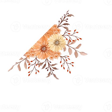 Orange Flower Arrangement With Watercolor Style 15737247 PNG