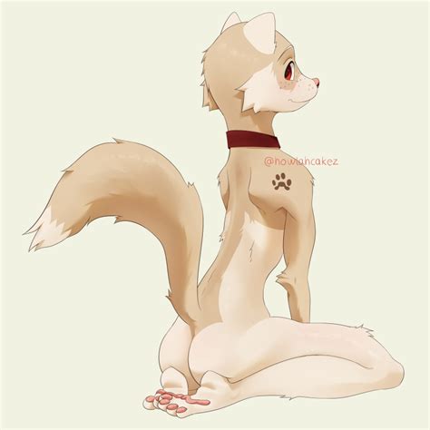 Rule 34 Anthro Artistic Nude Artistic Nudity Ass Collar Ferret Furry Fursona Howlahcakez Red
