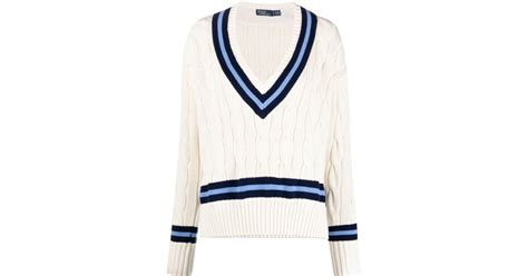 Polo Ralph Lauren Cable Knit Cricket Jumper In Blue Lyst