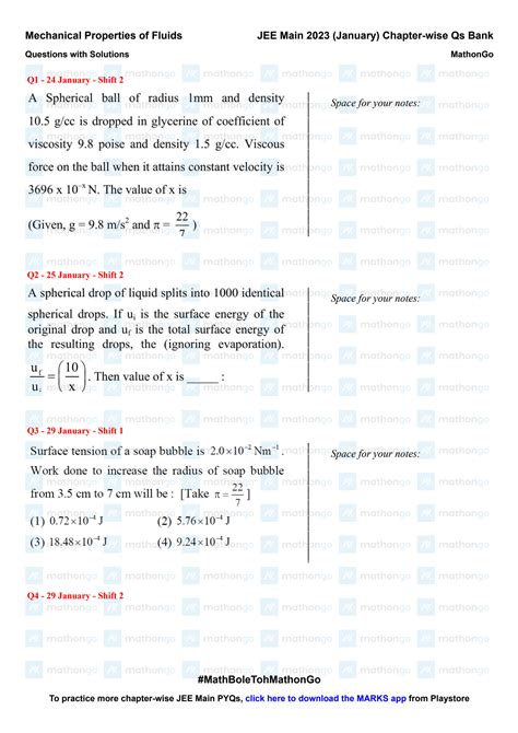SOLUTION Mechanical Properties Of Fluids Jee Main Jan Pyq Studypool