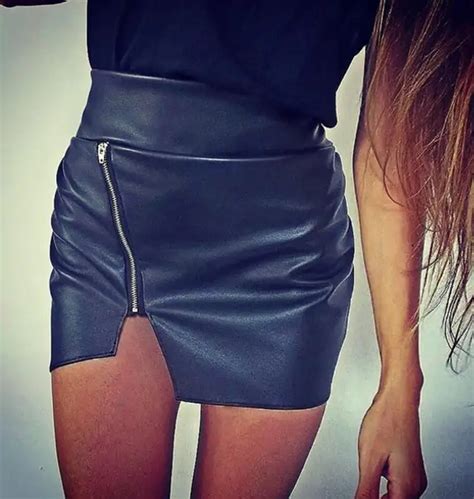 Joyinparty Sexy Women Bodycon Skirt Top Quality Pu Leather Mini Short