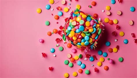 Overhead Shot Of A Candyfilled Pinata Broken Open At A Party Premium Ai Generated Image