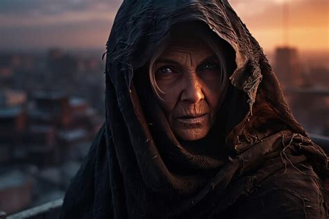 Skillful Hooded Warrior Woman Generate Ai Premium Ai Generated Image