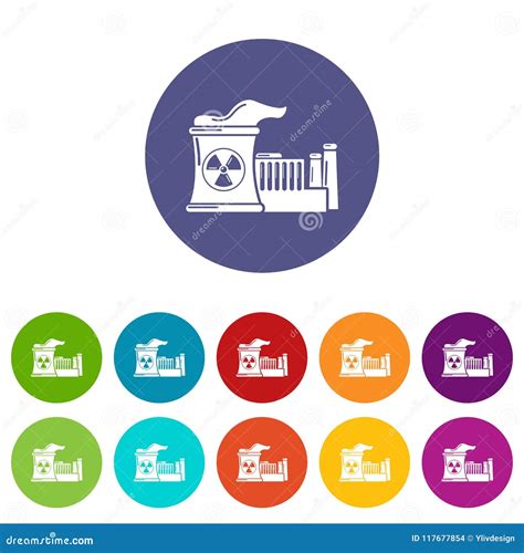 Atomic Reactor Icons Set Vector Color Stock Vector Illustration Of