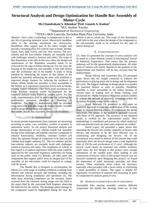 Pdf Structural Analysis And Design Optimization For Handle Bar