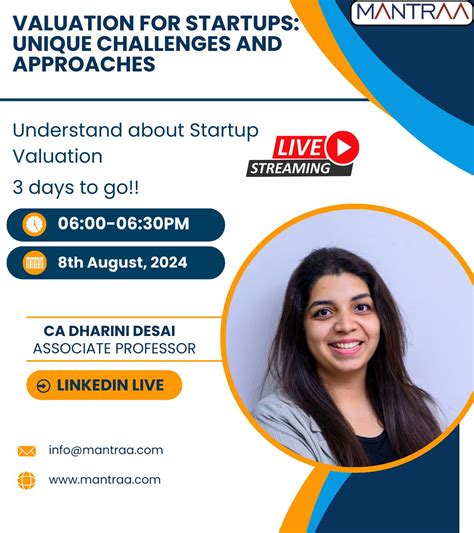 Learn Startup Valuation From Me Live On Linkedin Dharini Desai Posted