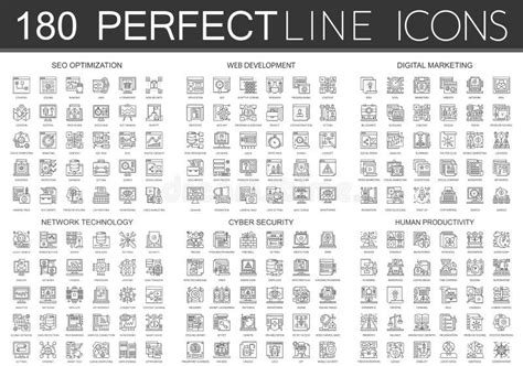 180 Outline Mini Concept Icons Symbols Of Seo Optimization Web