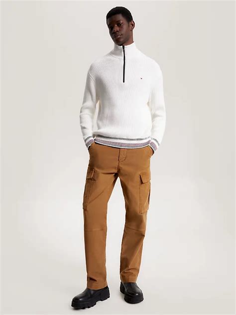 Trui Met Halve Rits En Opstaande Hals Wit Tommy Hilfiger