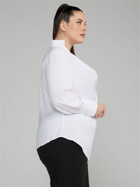 Plus Size Cowl Neck Blouse With Detachable Necklace Fashion To Figure