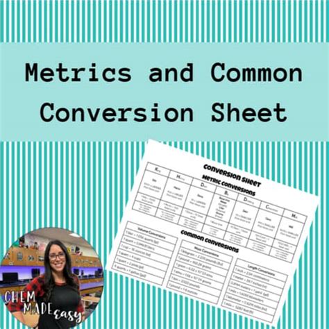Printable Conversion Sheet With Metric And Common Conversions By Chem Made Easy