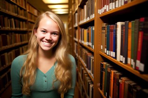 Premium Ai Image Portrait Of Young Adult Woman Returning Books To
