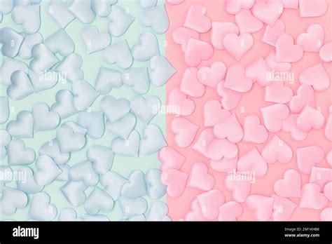 Gender Reveal Concept With Confetti In A Hearts Shape On A Pink And