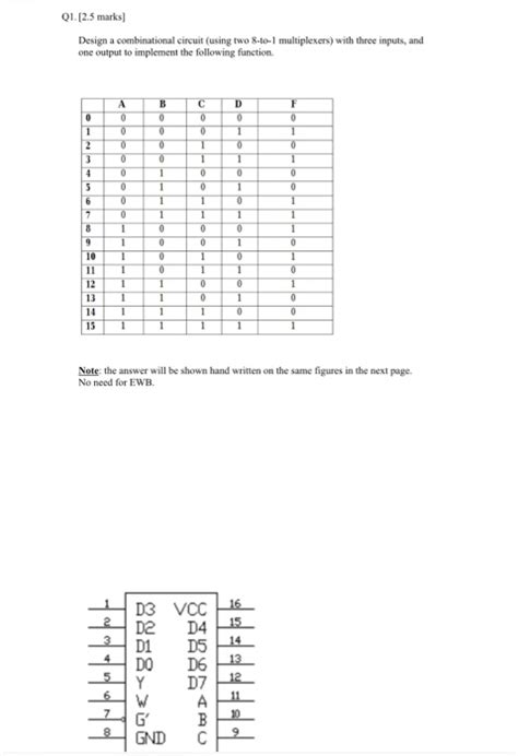 1125 marks design combinational circuit using two 8 1 multiplexers
