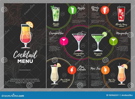 Flat Cocktail Menu Design Stock Vector Illustration Of Drink 96966241