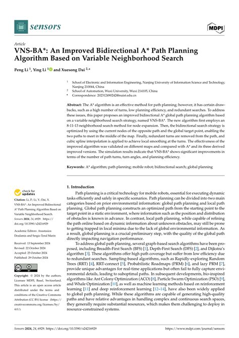 Pdf Vns Ba An Improved Bidirectional A Path Planning Algorithm