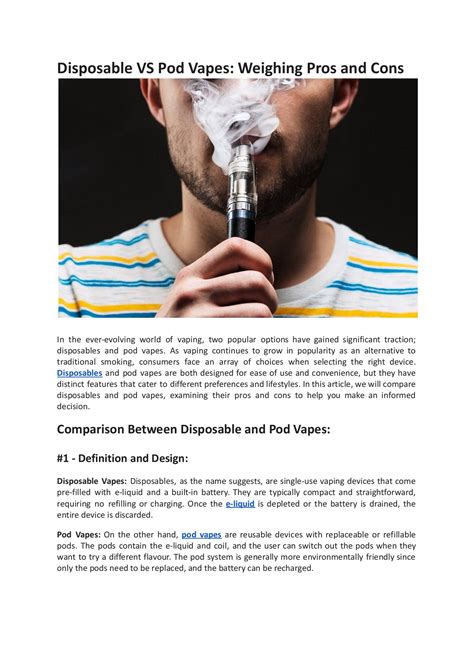 Disposable Vs Pod Vapes Weighing Pros And Cons Vape Master Page 1