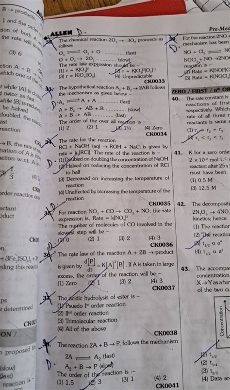 CK The Hypothetical Reaction A B AB Follows The Mechanism As