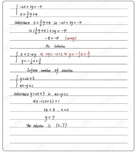 Solved Match The System Of Equations On The Left With The Appropriate Solution On The Right