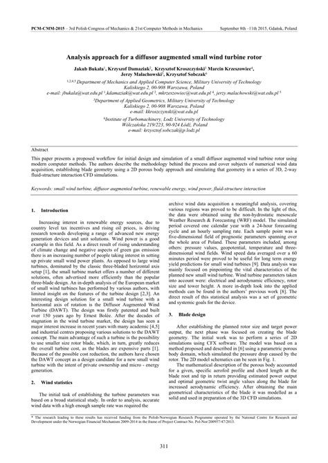 Pdf Analysis Approach For Diffusor Augmented Small Wind Turbine Rotor