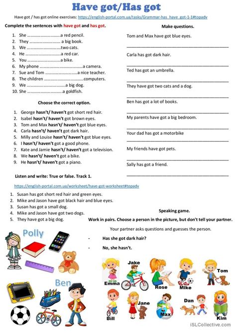 Have Got Has Got Activities With Li English Esl Worksheets Pdf And Doc