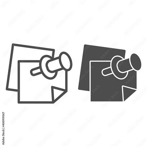Stickers Pin Button Notes Line And Solid Icon Education Concept