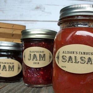 Custom Oval Kraft Paper Canning Jar Labels For Ball Quilted Jam And Jelly