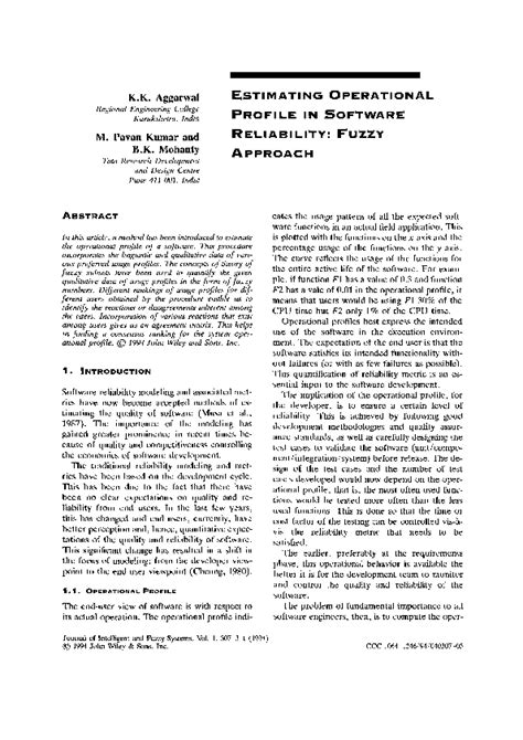 Pdf Estimating Operational Profile In Software Reliability Fuzzy