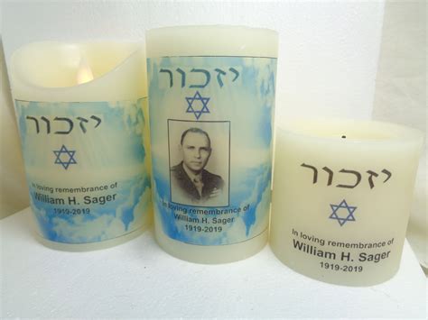 Personalized Photo Yizkor Yahrzeit Jewish Memorial Candle Custom