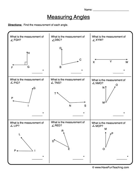 What Is An Angle Measuring Worksheet