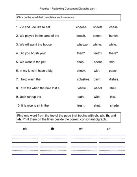 Consonant Digraph Worksheets Grade 3 Digraph Activities Games