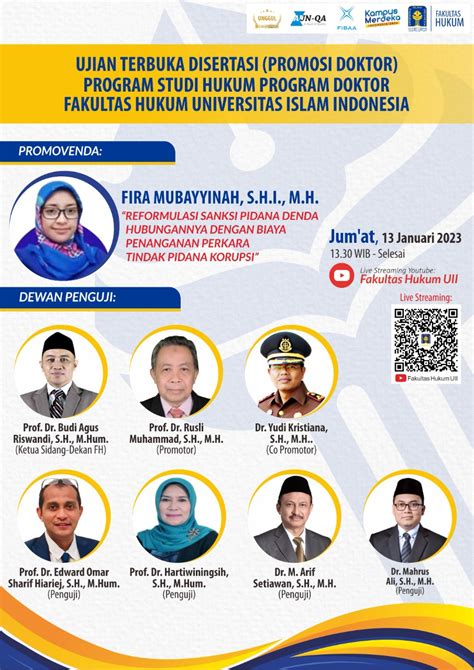 Ujian Terbuka Disertasi Promosi Doktor PSHPD FH UII Promovenda