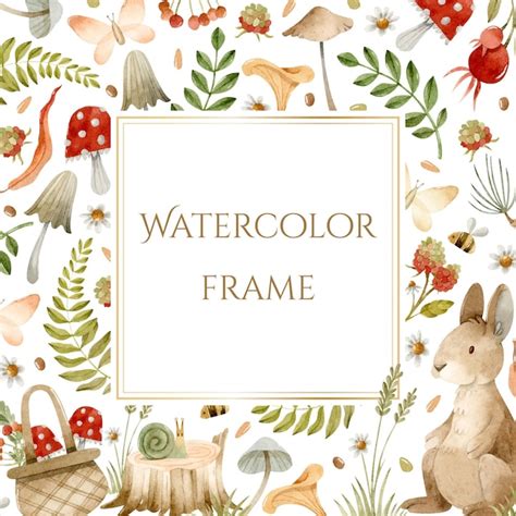 Premium Vector Rabbit Basket With Mushrooms Fern And Stump With