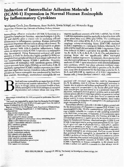 Pdf Induction Of Intercellular Adhesion Molecule 1 Icam 1