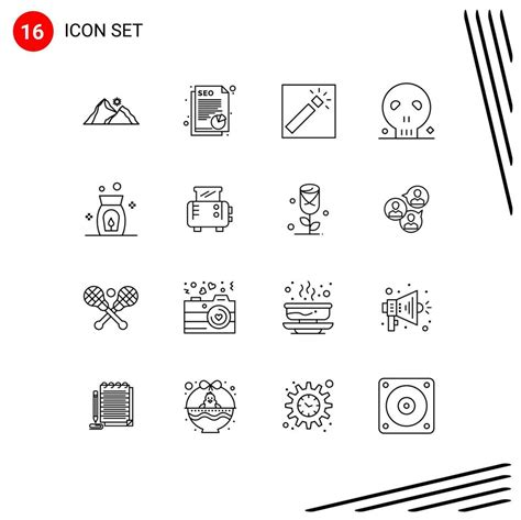 Set Of 16 Modern Ui Icons Symbols Signs For Aroma Human Data Head Retouch Editable Vector Design