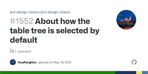 About How The Table Tree Is Selected By Default · Issue 1552 · Ant Design Blazorant Design