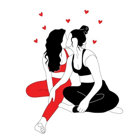 Premium Vector Female Characters Looking At Each Other Lesbian