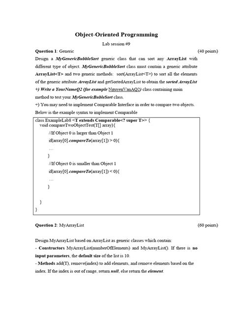 Oop Lab9 Pdf Teaching Methods And Materials Computers