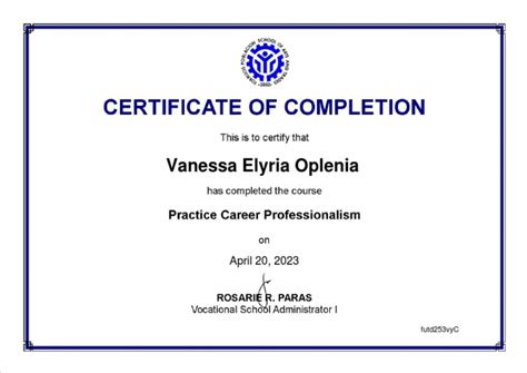 Cerficate Of Completion Pdf